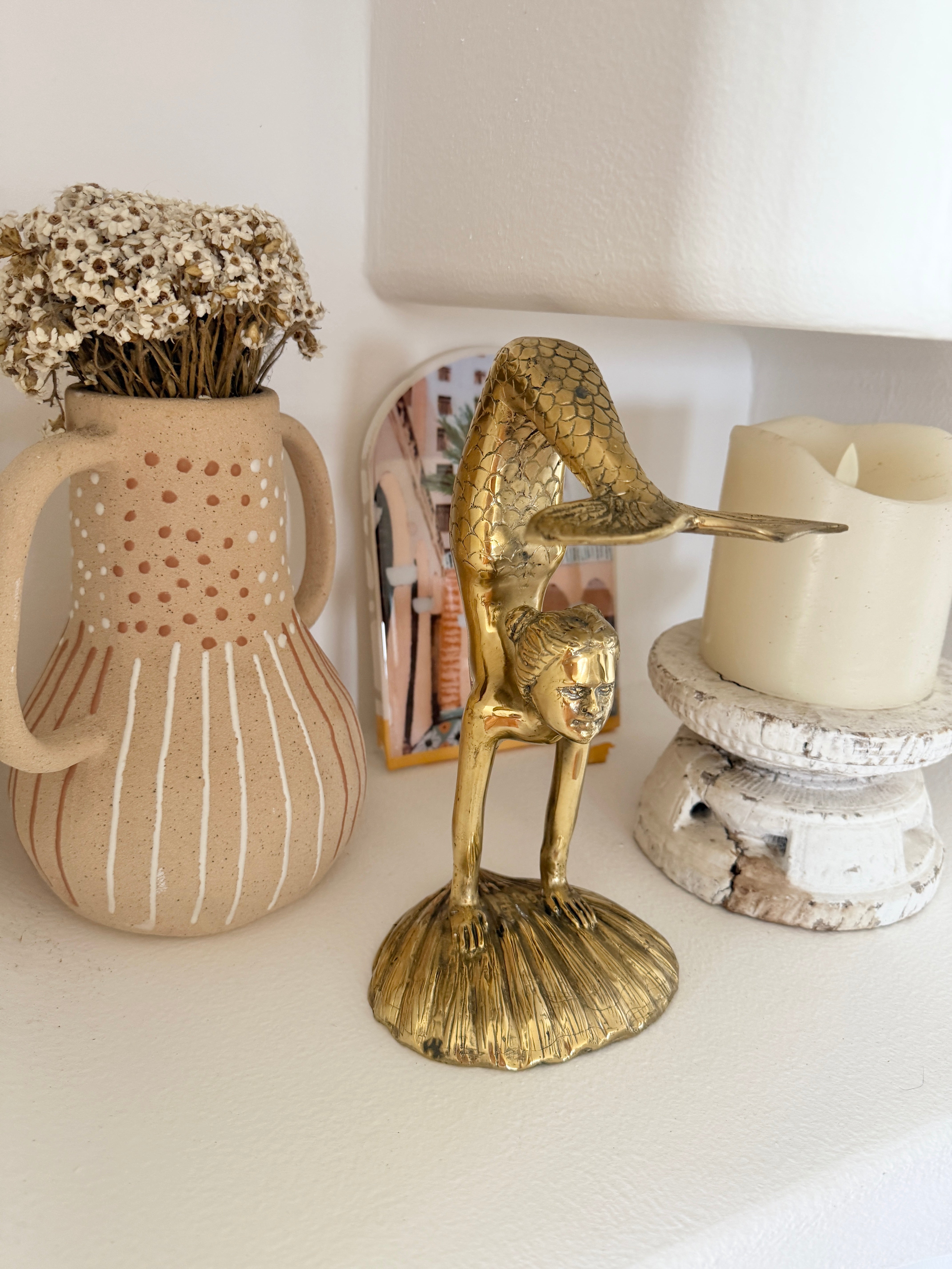 Large Brass Handstand Mermaid – White Pick it Fence
